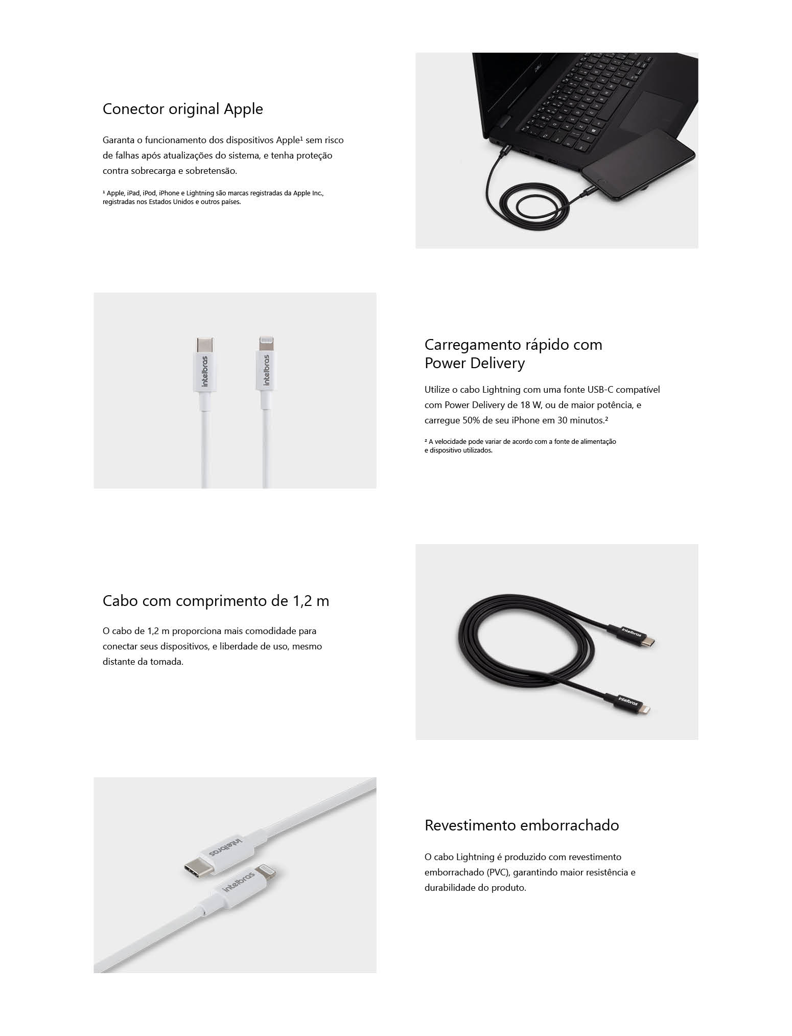 CABO USB-C INTELBRAS - LIGHTNING 1,2M PVC PRETO EUCL 12PP 4830081 ...